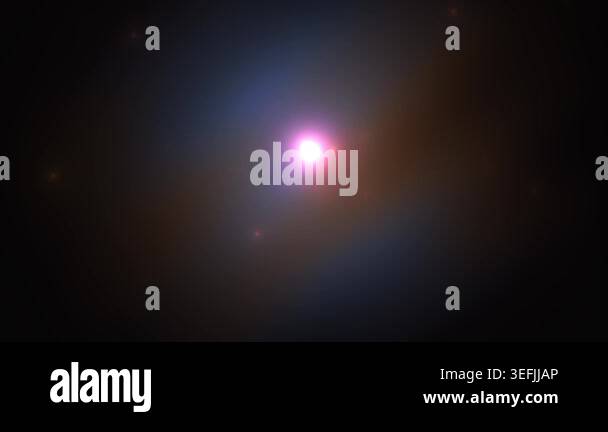A vibrant glowing light particle pulsing with shifting colors on a dark ...