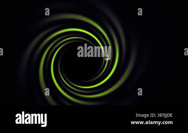 An abstract motion background featuring a glowing green spiral vortex ...