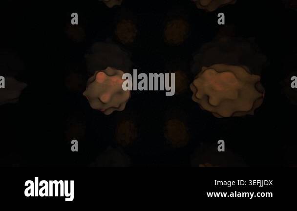 Abstract visual art featuring pulsating glowing light orbs floating in ...