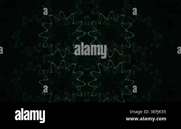 A mesmerizing dark green abstract geometric fractal pattern animates ...