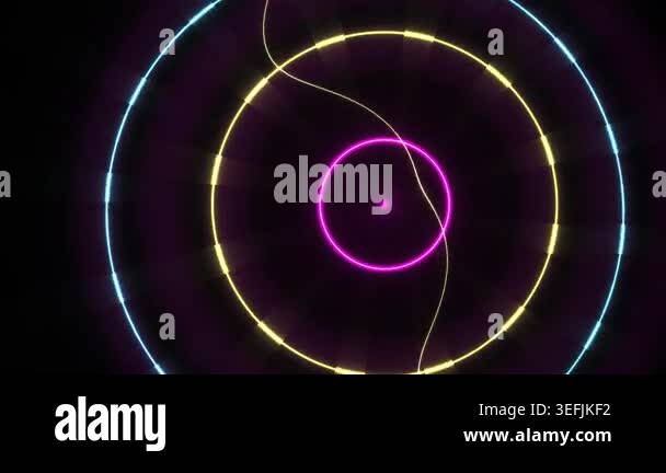 Mesmerizing abstract animation featuring concentric neon circles in ...