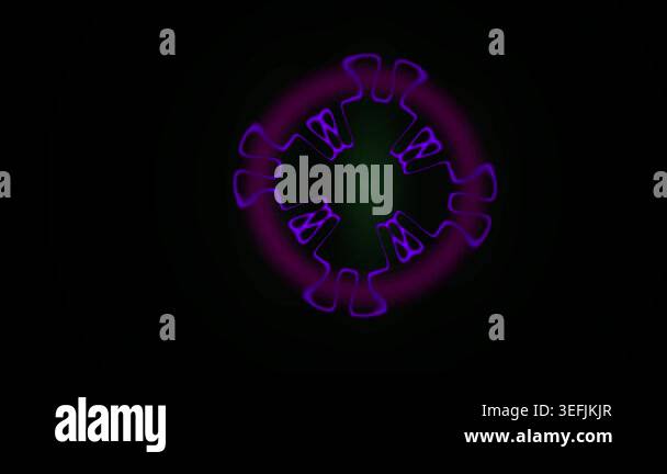 Mesmerizing abstract animation featuring glowing neon purple geometric ...