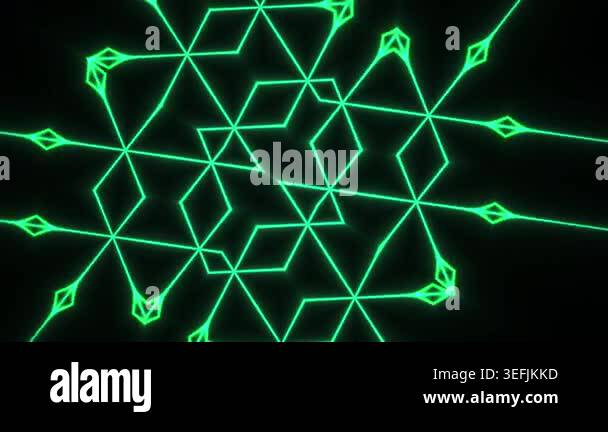 Mesmerizing animation of interconnected neon green geometric shapes and ...