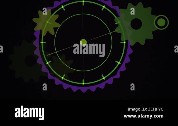 A dynamic motion graphic showing interlocking colorful gears rotating ...