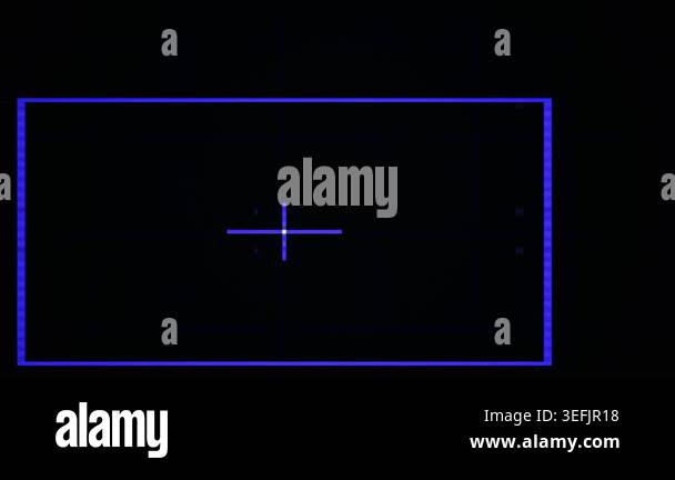 An abstract digital animation featuring a glowing blue crosshair ...