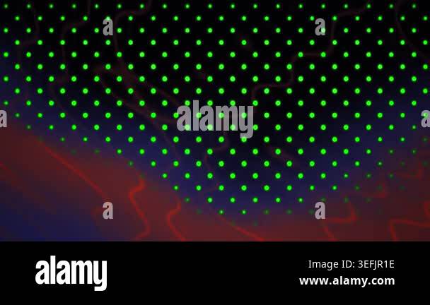 Abstract motion background featuring a grid of glowing green dots ...