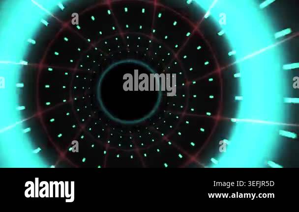 Glowing blue circle with small dots on black background animation Stock ...
