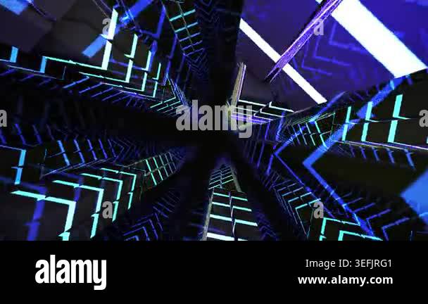 A mesmerizing journey through a dark, abstract tunnel illuminated by ...