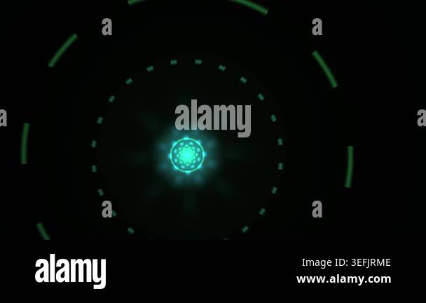 A mesmerizing abstract animation featuring a glowing green fractal ...
