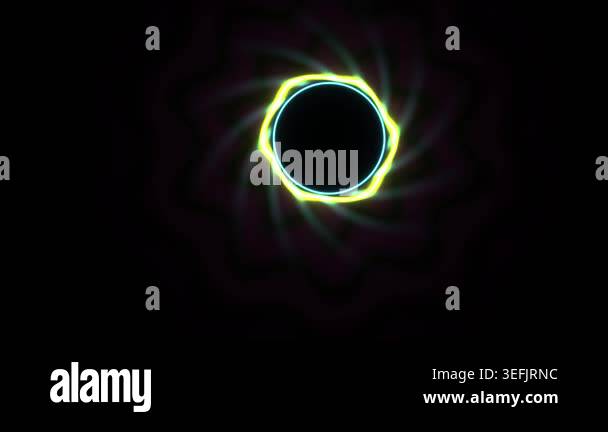 A mesmerizing abstract visual featuring a luminous, hexagonal ring ...