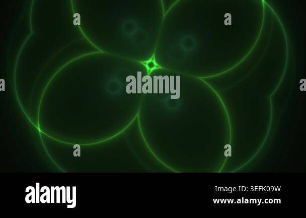 Green neon light circles pattern animation on black background Stock ...