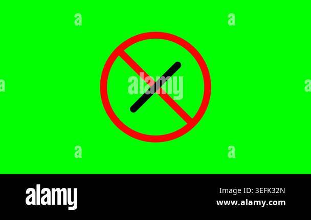 A high quality 2D animation of a red forbidden sign with a black ...