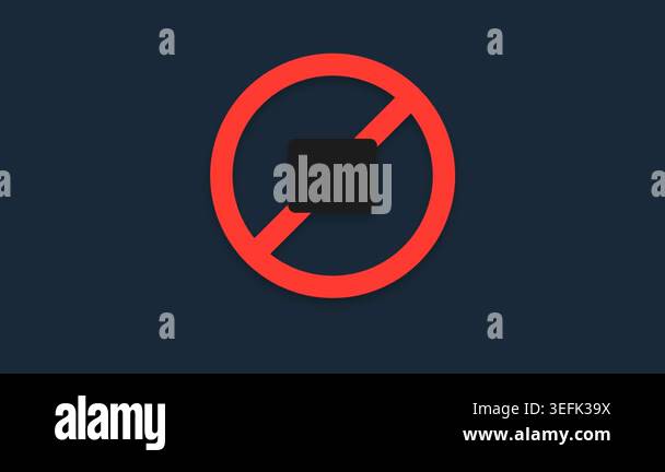 An abstract graphic featuring a bright red circular prohibition sign ...