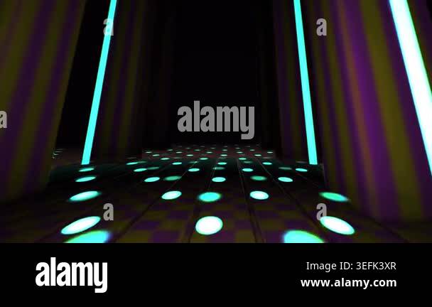 A dark abstract tunnel environment featuring a floor covered in glowing ...