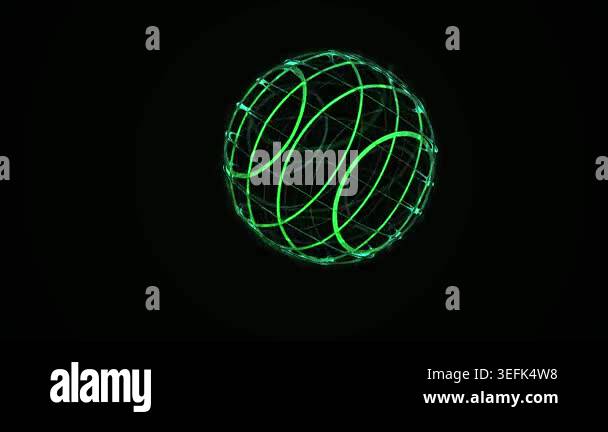 A green wireframe globe rotating on a black background Stock Video ...