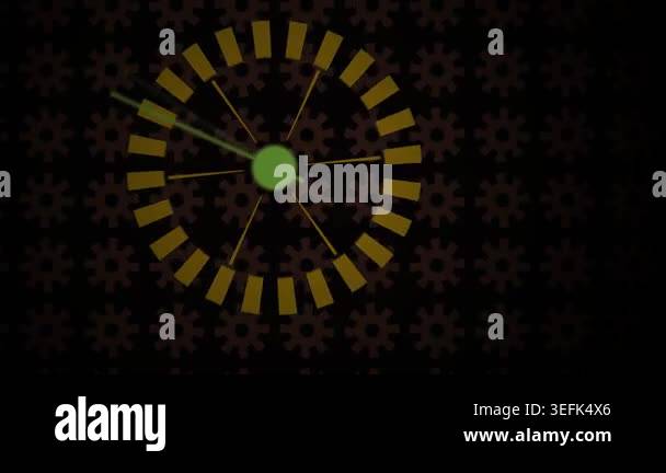 A green wheel with yellow segments rotates on a black background Stock ...
