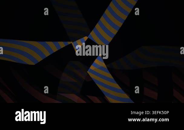 An abstract motion graphic featuring rotating blades with yellow and ...