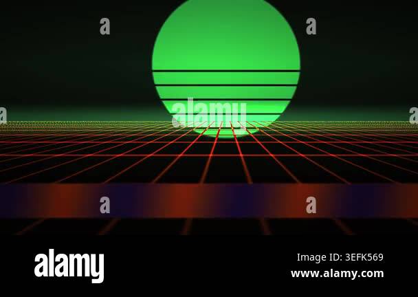 Neon green circle with lines on grid Stock Video Footage - Alamy