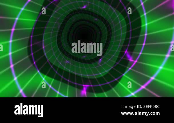 Neon green and purple circle light effect with concentric circles and ...