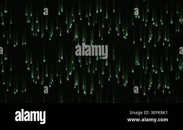 Green code rain falling on black background Stock Video Footage - Alamy