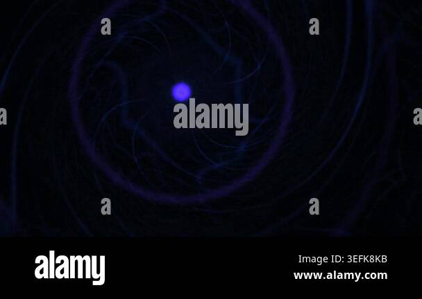 A hypnotic animation of glowing blue light particles and energy trails ...