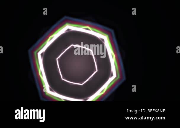 A dynamic animation featuring a glowing geometric shape with ...