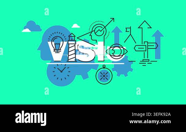 Vision Concept with Idea Lightbulb, Lighthouse Guidance, Eye Focus ...