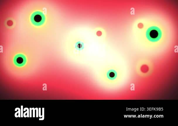Glowing circles on a vibrant red background with white highlights and ...