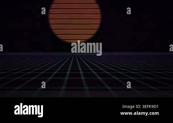 A futuristic digital sunset with grid Stock Video Footage - Alamy