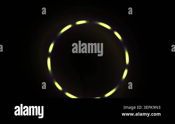 A hypnotic animation of a bright glowing yellow circular ring pulsing ...