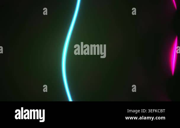 Dynamic motion of vibrant cyan and magenta neon light trails flowing ...