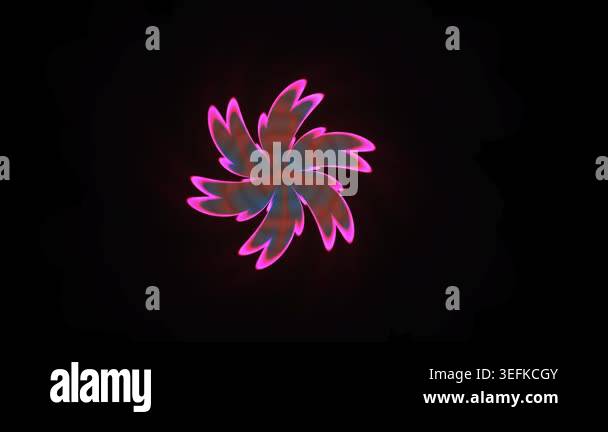 A dynamic animation of a neon pink glowing star-shaped geometric ...
