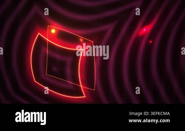 Abstract video featuring glowing red neon light trails moving in ...