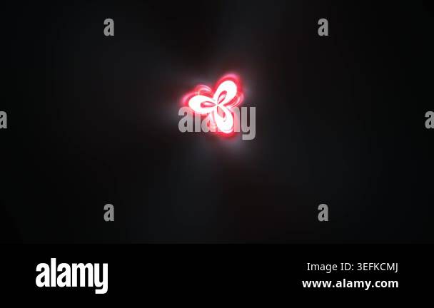 Dynamic red neon light animation featuring rotating floral and ...