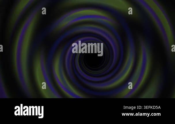An abstract dark tunnel with swirling purple and green light energy ...