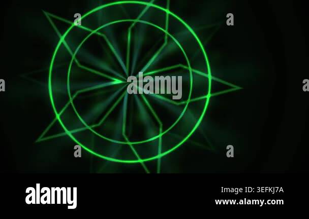 Glowing green geometric shape on black background Stock Video Footage ...