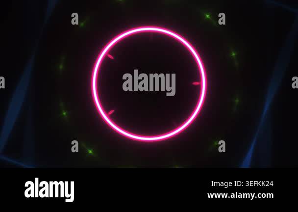 Glowing pink neon circle light technology Stock Video Footage - Alamy