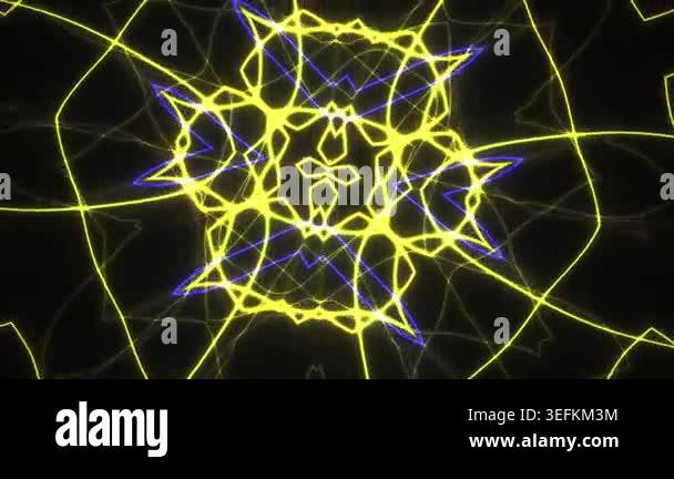 Abstract neon light lines creating evolving geometric patterns and ...