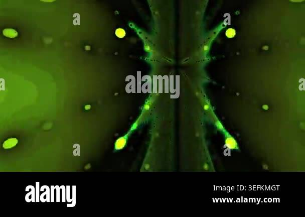 An abstract video featuring a tunnel of green light with pulsating ...