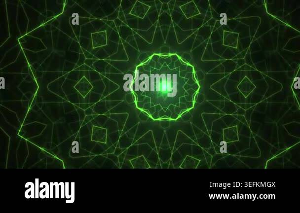 Mesmerizing green fractal kaleidoscope pattern creating a rhythmic and ...