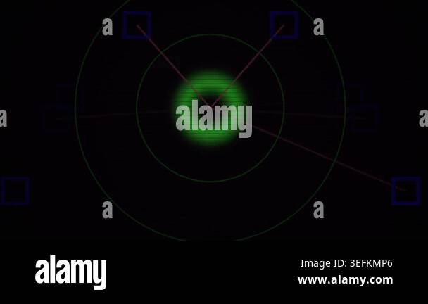 A vibrant green ring of energy pulses and glows within a dark, abstract ...