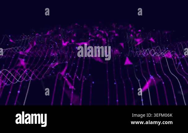 Abstract digital data on lines wavy stream quantum computing in dark ...