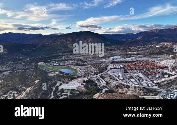 aerial view of city of the town of the mediterranean sea in the north ...