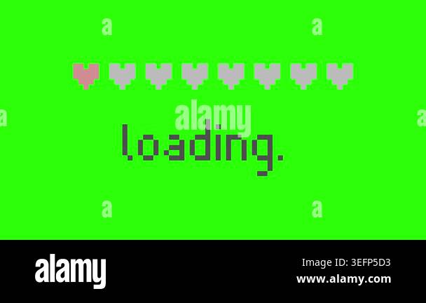 Animated video loading counter bar with heart game 8bit pixel art ...