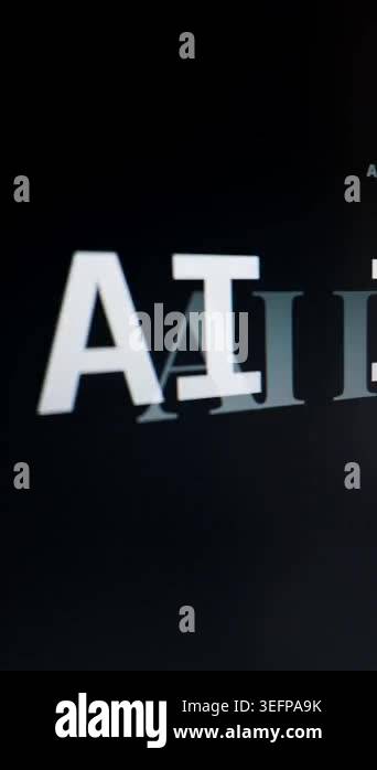 Glowing white letters of the artificial intelligence abbreviation ...