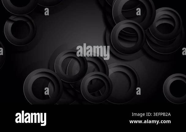 Tech glossy circles abstract geometric black motion background ...