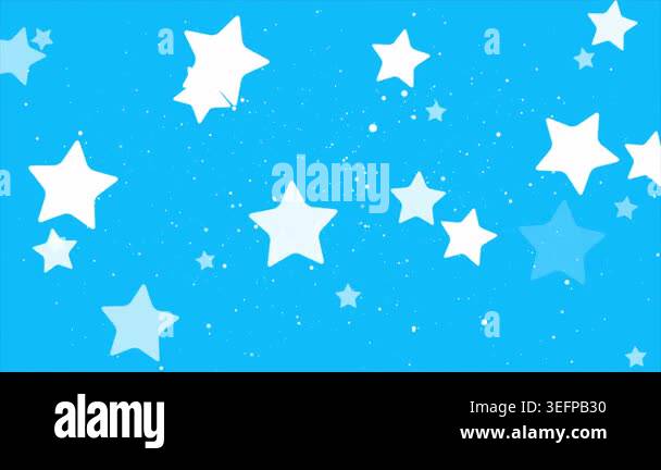 White stars and shiny dust particles on blue abstract background ...