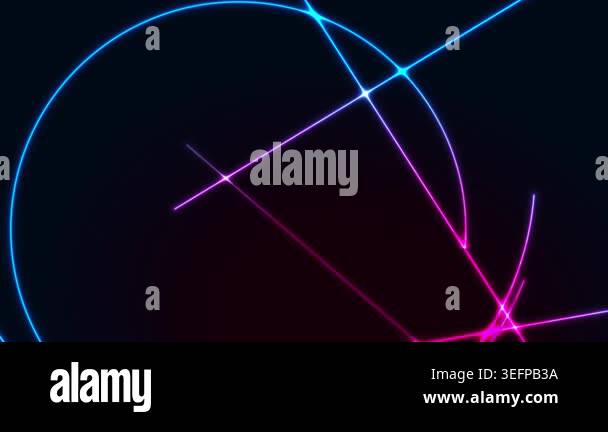 Blue purple neon lines and circles abstract technology motion ...