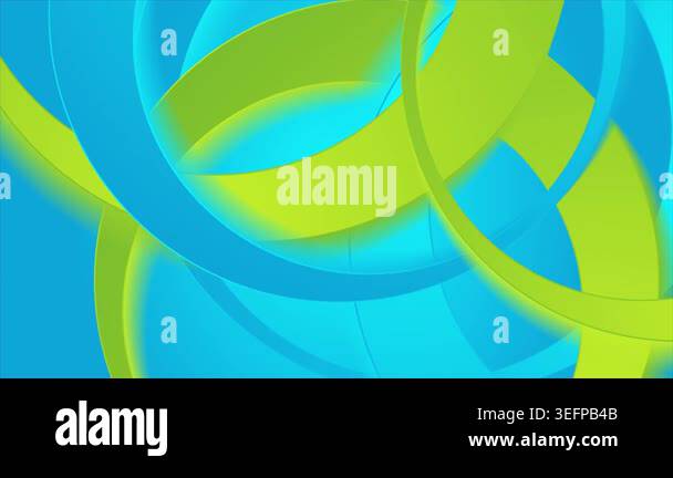 Bright green and blue geometrical circles abstract motion background ...