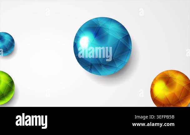 Colorful glossy balls with low poly texture abstract motion background ...